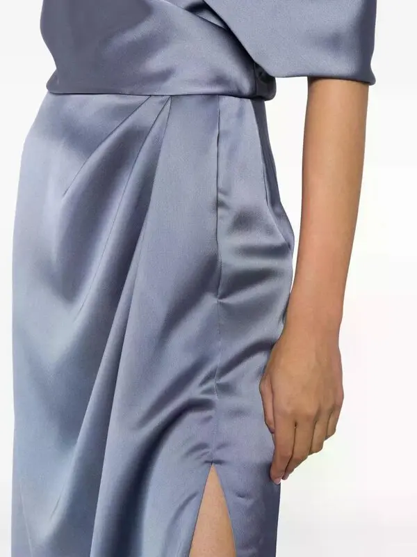 Amsale Off-shoulder Draped Gown - Blue