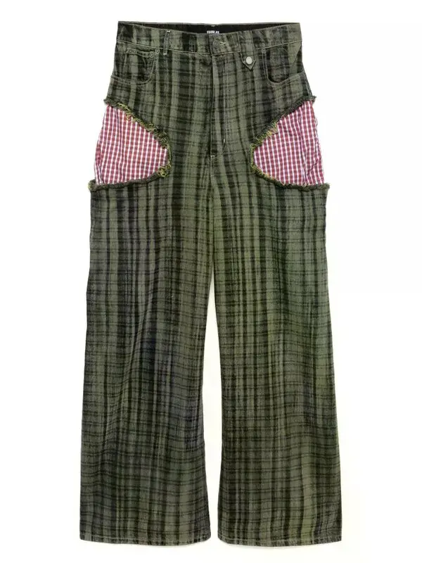 EGONLAB Distressed Plaid Denim Jeans