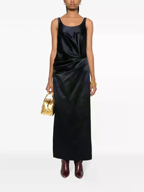 Fendi Gathered Silk Maxi Dress - Blue