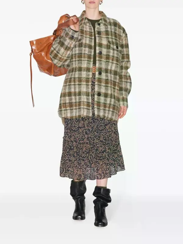 MARANT ETOILE Harveli Wool Blend Checked Coat