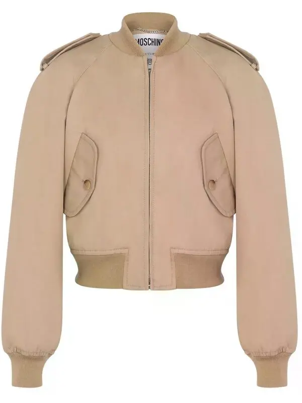 Moschino Raglan-sleeve Cropped Bomber Jacket - Neutrals