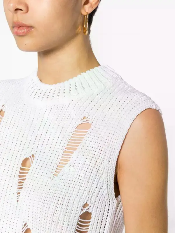Gauchère Distressed Cotton Vest - White