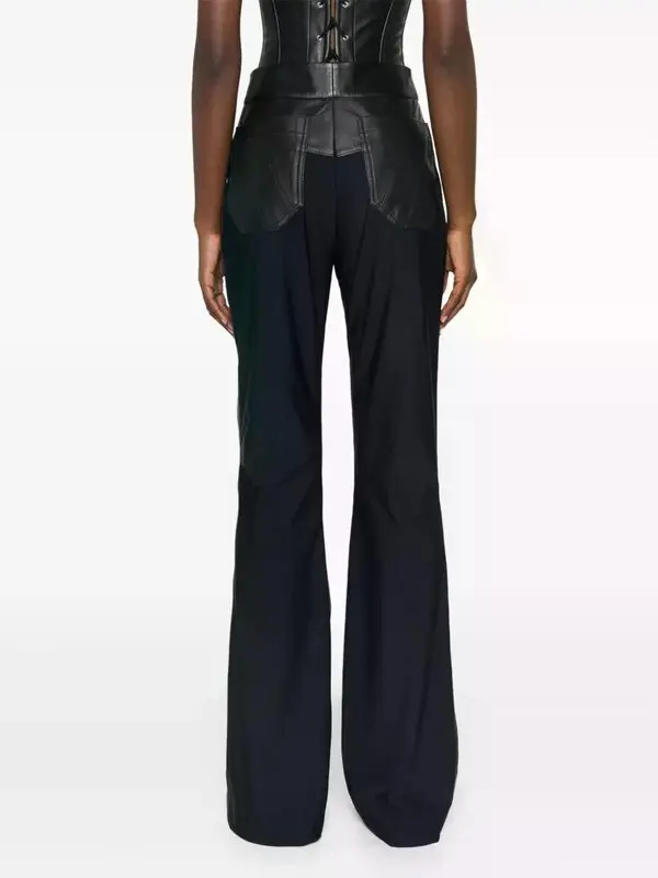 MITILIANE COUTURE Panelled Leather Trousers With Side Lace-up Detail