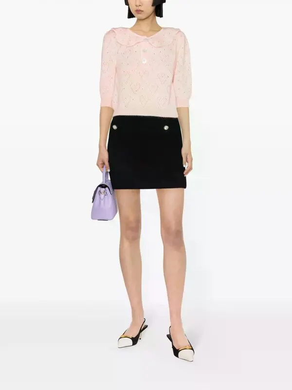 Alessandra Rich Crystal-embellished Cropped Blouse