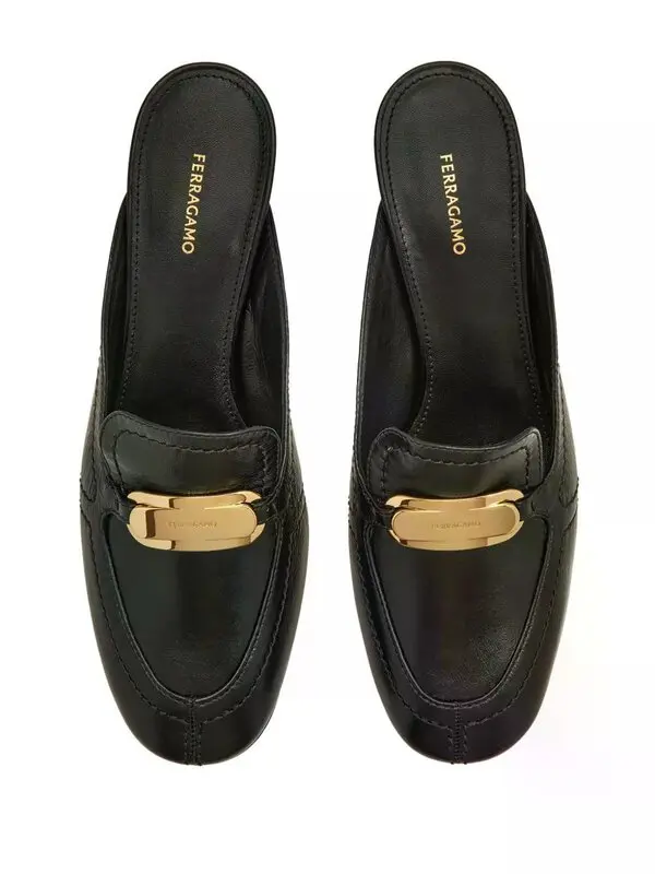 FERRAGAMO 55mm Crocodile-effect Leather Mules