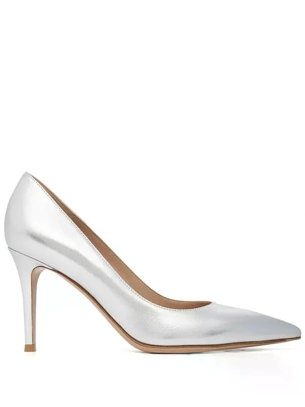 GIANVITO ROSSI 85mm Metallic Leather Pumps - Silver
