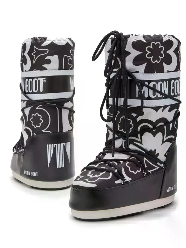 Moon Boot Icon Floral Print Lace-up Boots