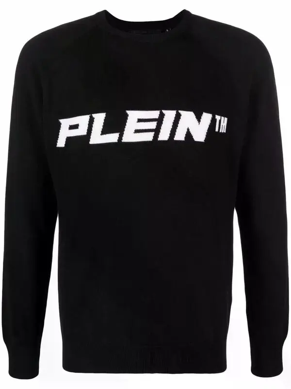 Philipp Plein Logo Print Crew Neck Jumper - Black