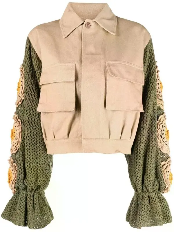 TU LIZÉ Cropped Jacket With Crochet Detailing