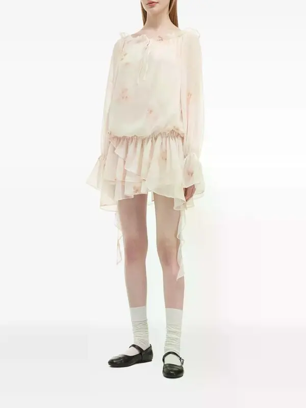 B+AB Ruffle Trim Floral Print Dress