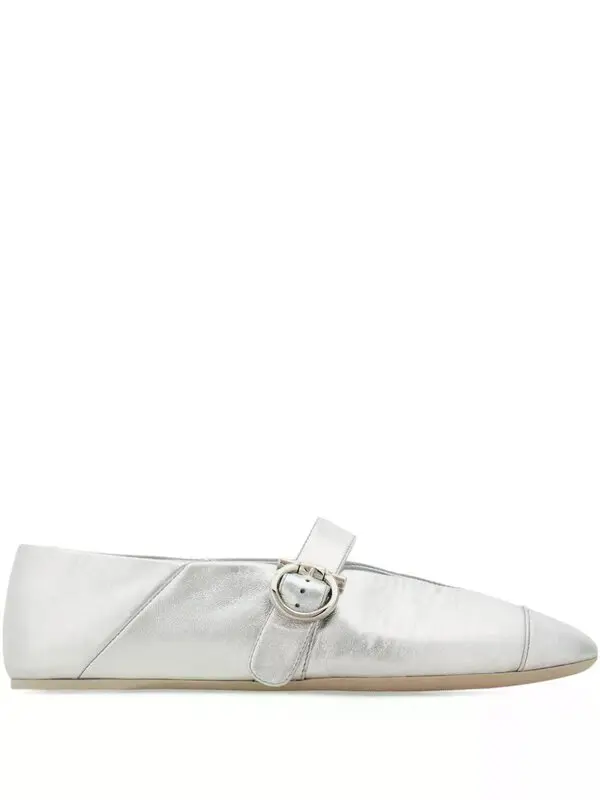 FERRAGAMO Gancini Ballet Flats - Silver