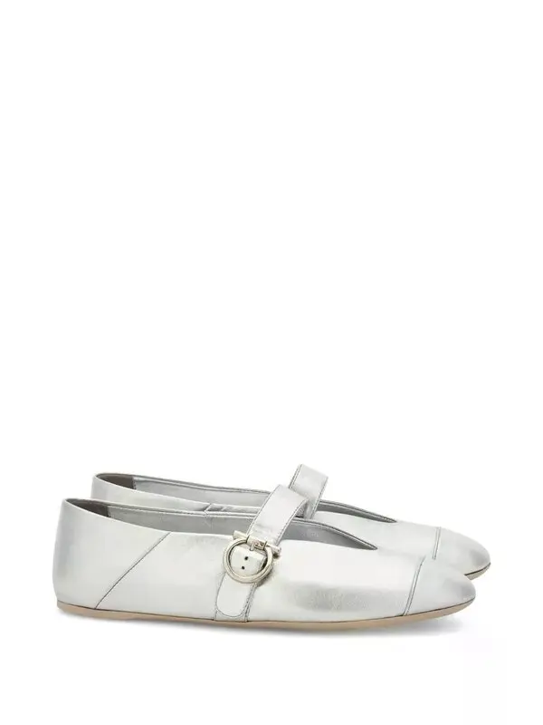 FERRAGAMO Gancini Ballet Flats - Silver