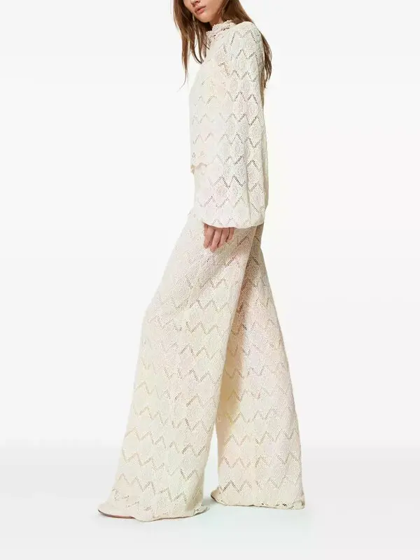TWINSET Macramé Palazzo Trousers - Neutrals