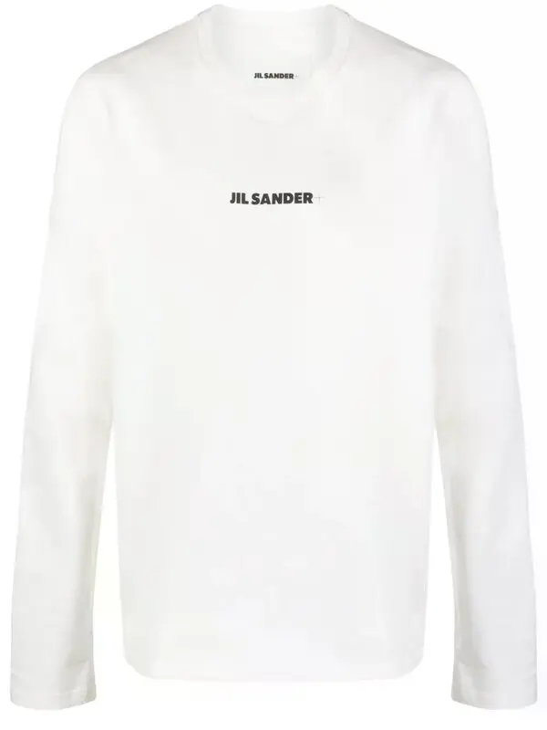 JIL SANDER Logo-print Long-sleeves Cotton T-shirt - White