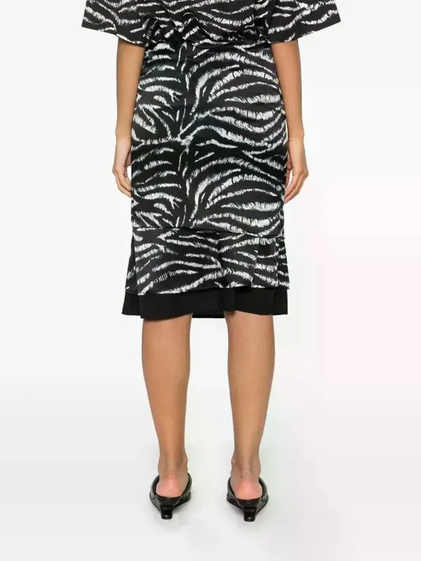 Attico Layered Zebra Print Skirt