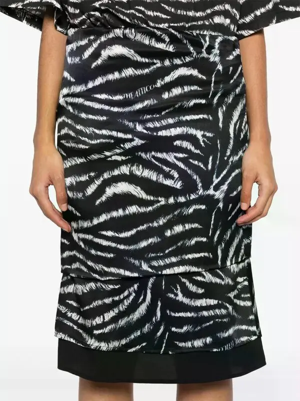 Attico Layered Zebra Print Skirt