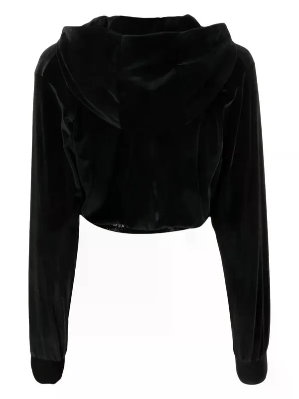 Philipp Plein Embellished Velour Hoodie - Black
