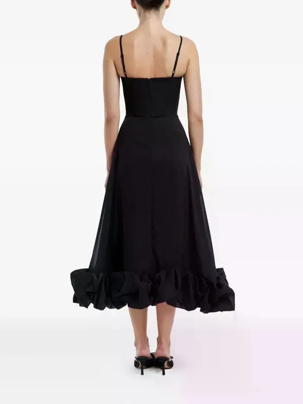 POST MERIDIEM Flounce Bustier Midi Dress