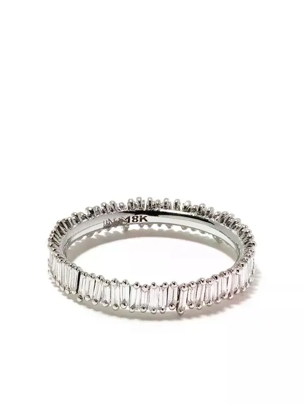 SUZANNE KALAN 18kt White Gold Mini Classic Fireworks Diamond Eternity Band - Silver
