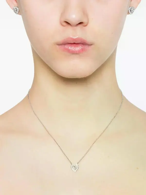 SWAROVSKI Heart Pendant Necklace And Stud Earrings Set - Silver
