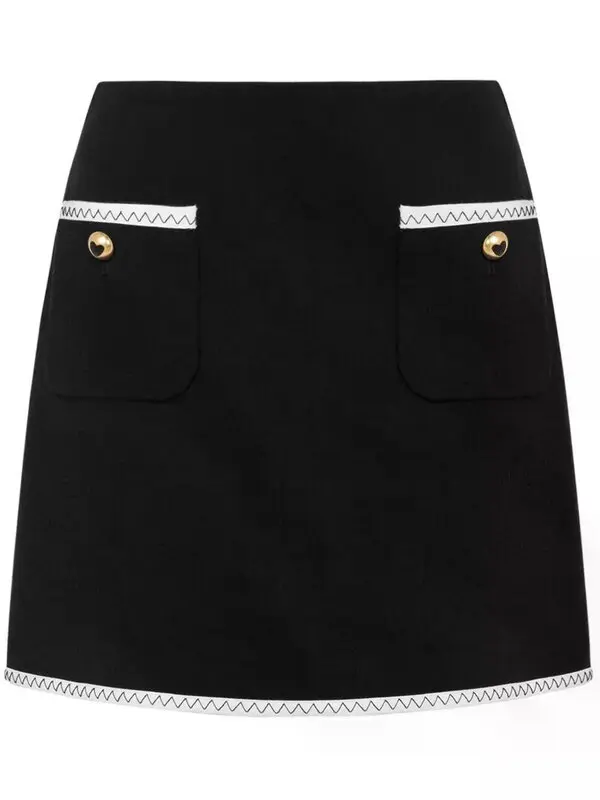 Moschino High-rise Mini Skirt With Contrast Stitching And Gold-tone Buttons - Black
