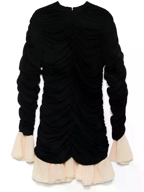 ROTATE BY BIRGER CHRISTENSEN Ruched Long-sleeve Mini Dress - Black