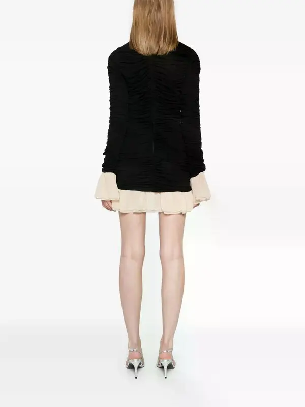 ROTATE BY BIRGER CHRISTENSEN Ruched Long-sleeve Mini Dress - Black