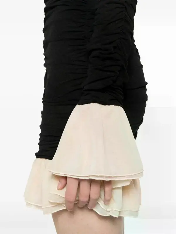 ROTATE BY BIRGER CHRISTENSEN Ruched Long-sleeve Mini Dress - Black