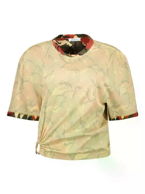 Rabanne Camouflage Print T-shirt With Side Tie Detail