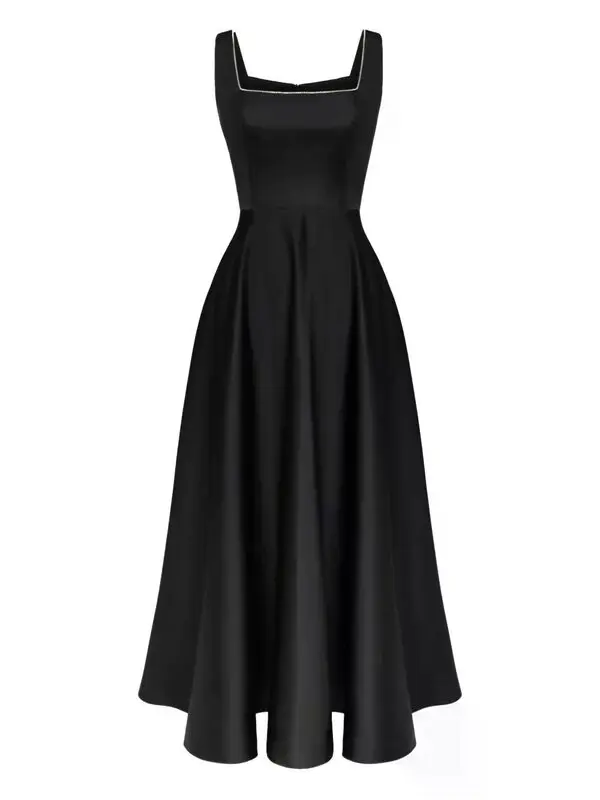 POST MERIDIEM Embellished Bodice Midi Dress - Black