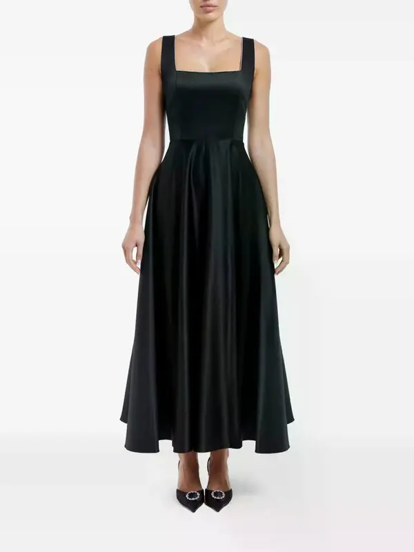 POST MERIDIEM Embellished Bodice Midi Dress - Black