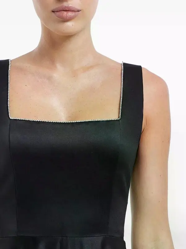 POST MERIDIEM Embellished Bodice Midi Dress - Black