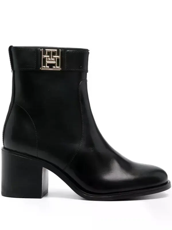 Tommy Hilfiger 65mm Block Heel Ankle Boots With Logo Plaque
