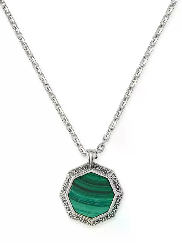 Emanuele Bicocchi Malachite Pendant Necklace - Silver