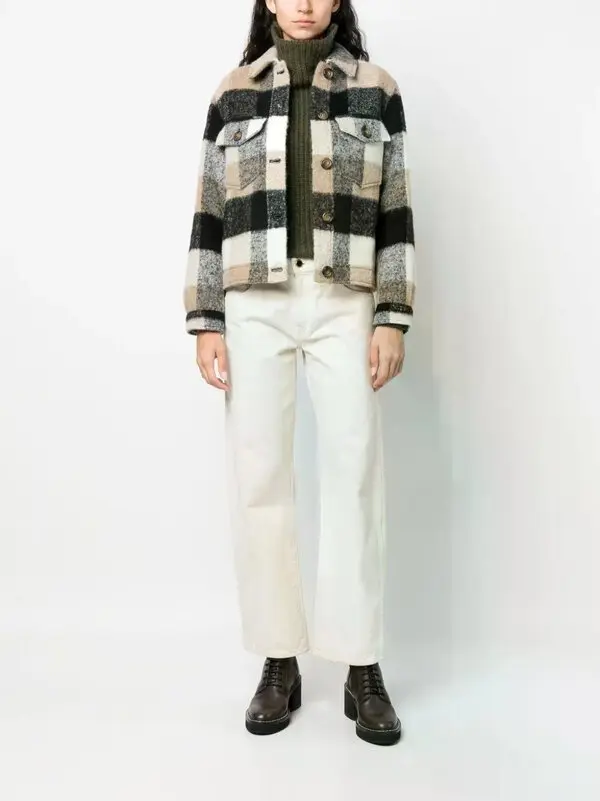 Woolrich Fringed Checked Shirt Jacket