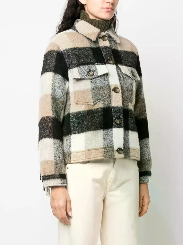 Woolrich Fringed Checked Shirt Jacket