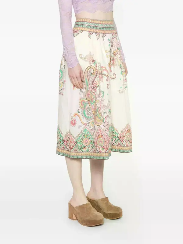 Etro Printed Cotton Midi Skirt