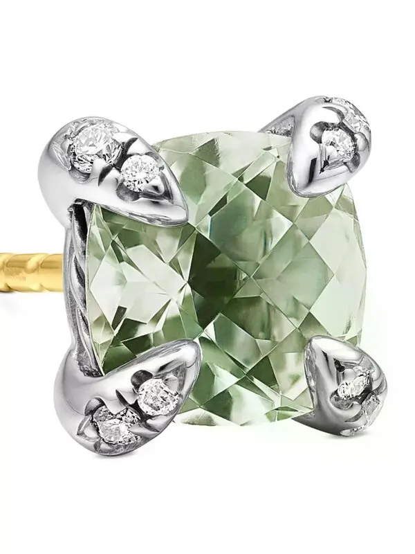 David Yurman Sterling Silver Petite Chatelaine Prasiolite And Diamond Stud Earrings
