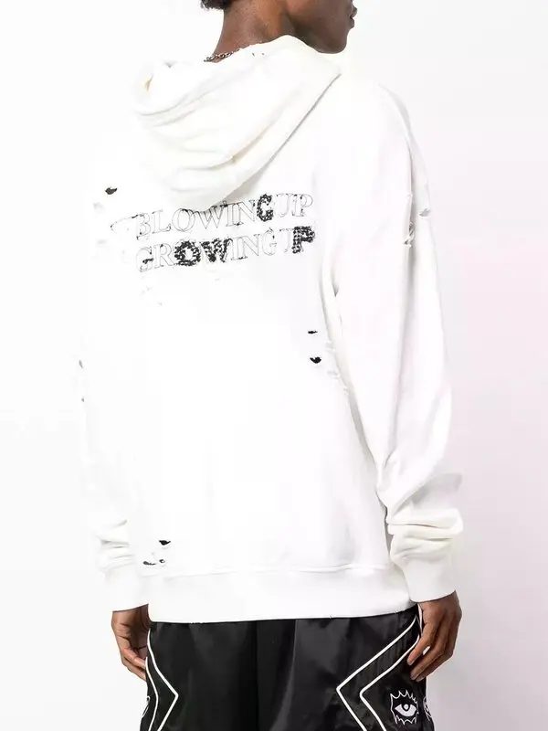 HACULLA. Blowing Up Growing Up" Distressed Cotton Hoodie