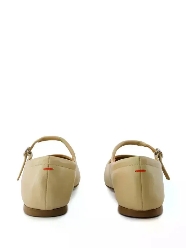 AeydĒ Leather Ballerina Shoes With Buckle-fastening Ankle Strap - Neutrals