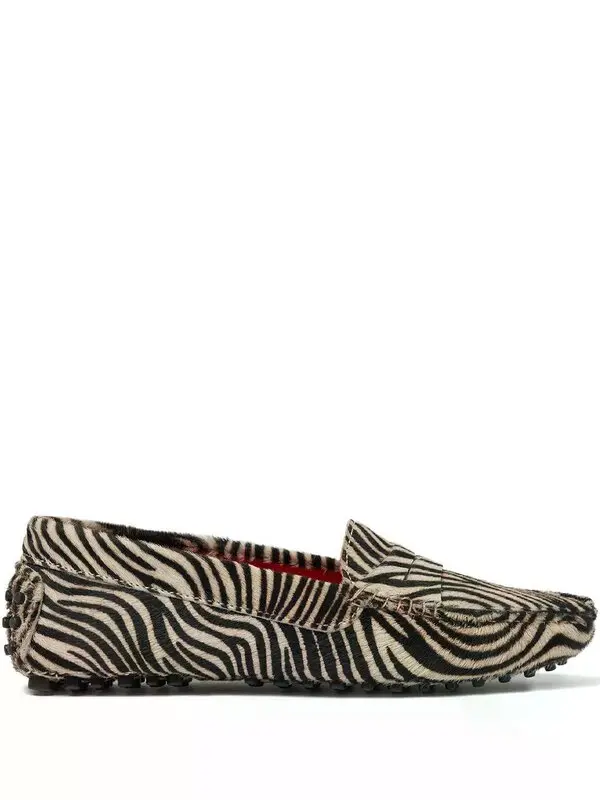 SCAROSSO Ashley Loafers With Zebra Print And Rubber Sole - Neutrals