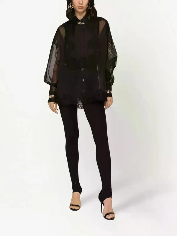 Dolce & Gabbana Lace-trimmed Organza Shirt