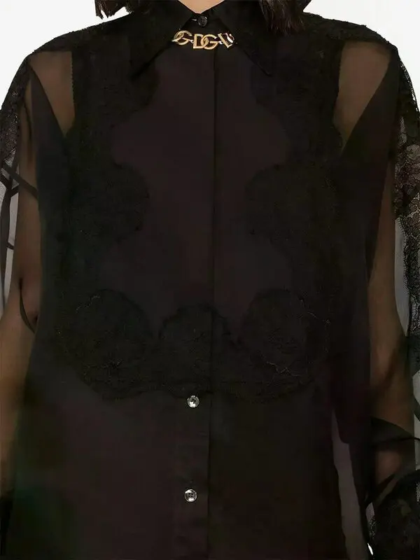 Dolce & Gabbana Lace-trimmed Organza Shirt