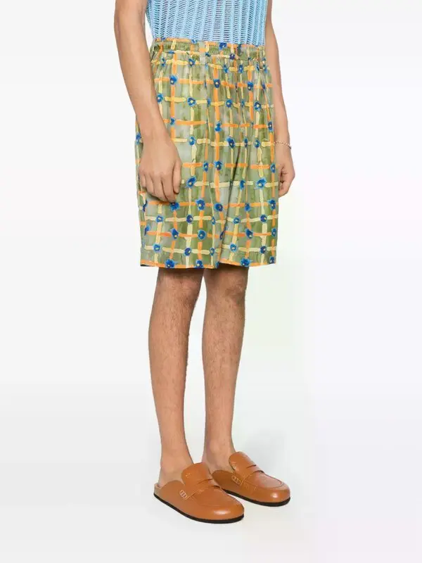 Marni Abstract Print Silk Bermuda Shorts
