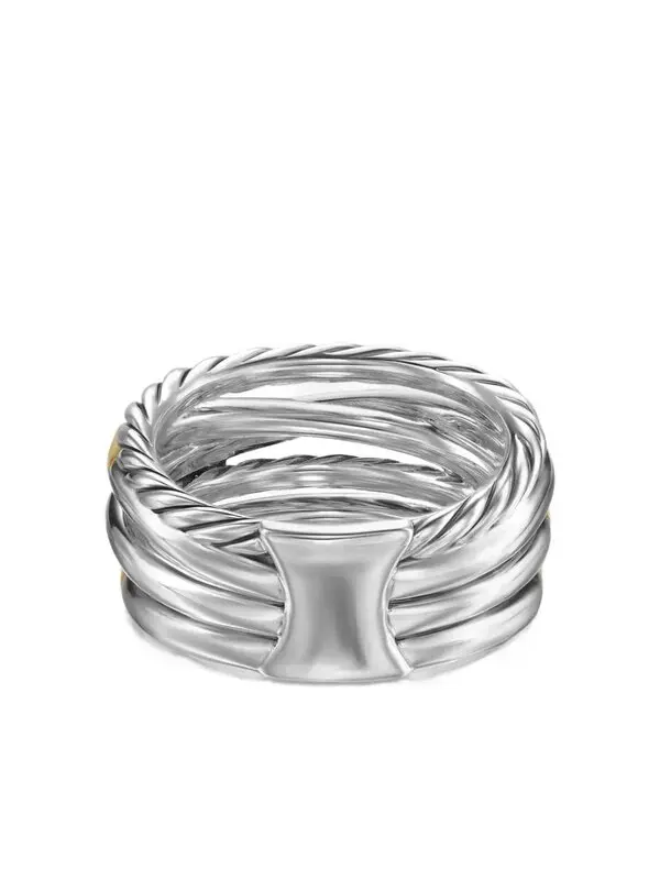 David Yurman 18kt Yellow Gold Crossover Five Row Diamond Ring