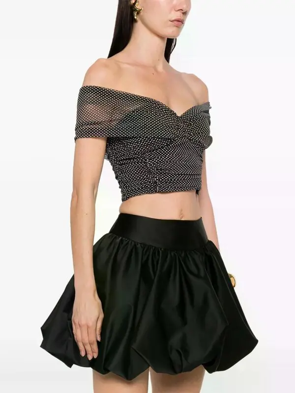 Elisabetta Franchi Polka Dot Off-shoulder Cropped Top