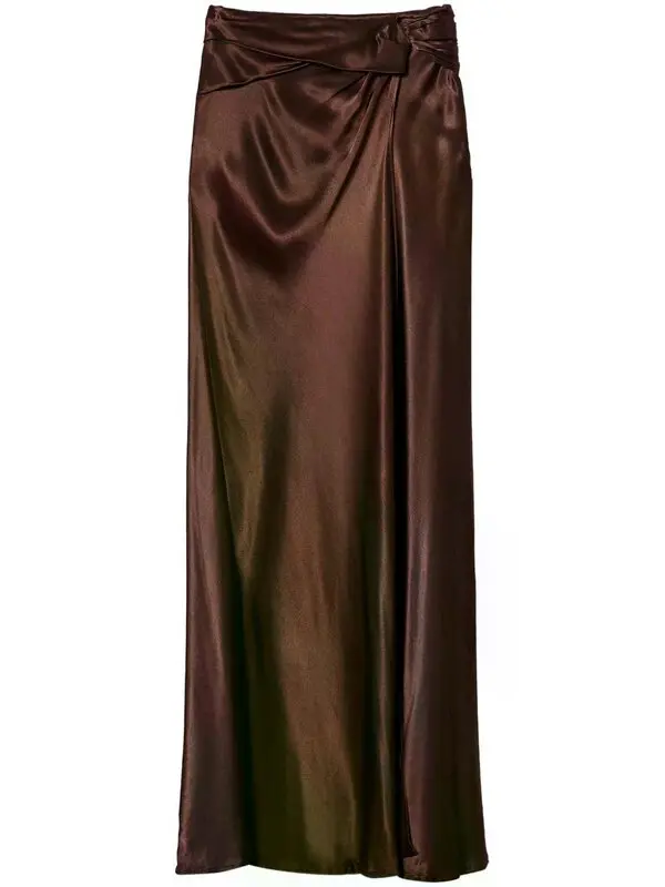 TWINSET Chocolate Draped Satin Skirt - Brown