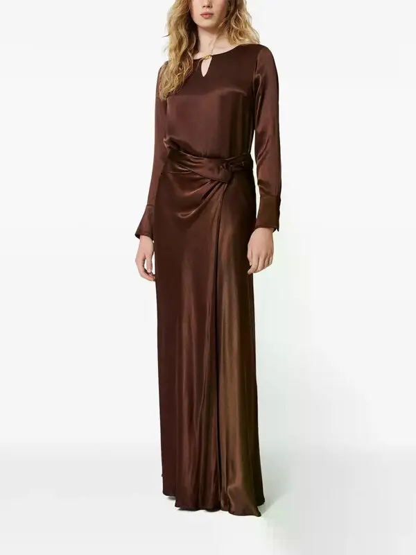 TWINSET Chocolate Draped Satin Skirt