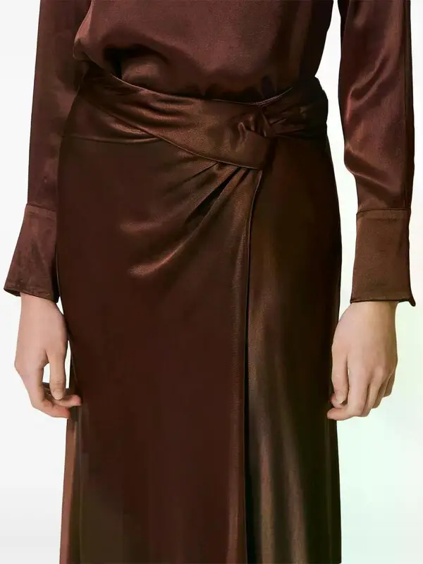 TWINSET Chocolate Draped Satin Skirt