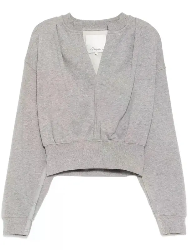 3.1 Phillip Lim Cropped V-neck Sweatshirt - Grey